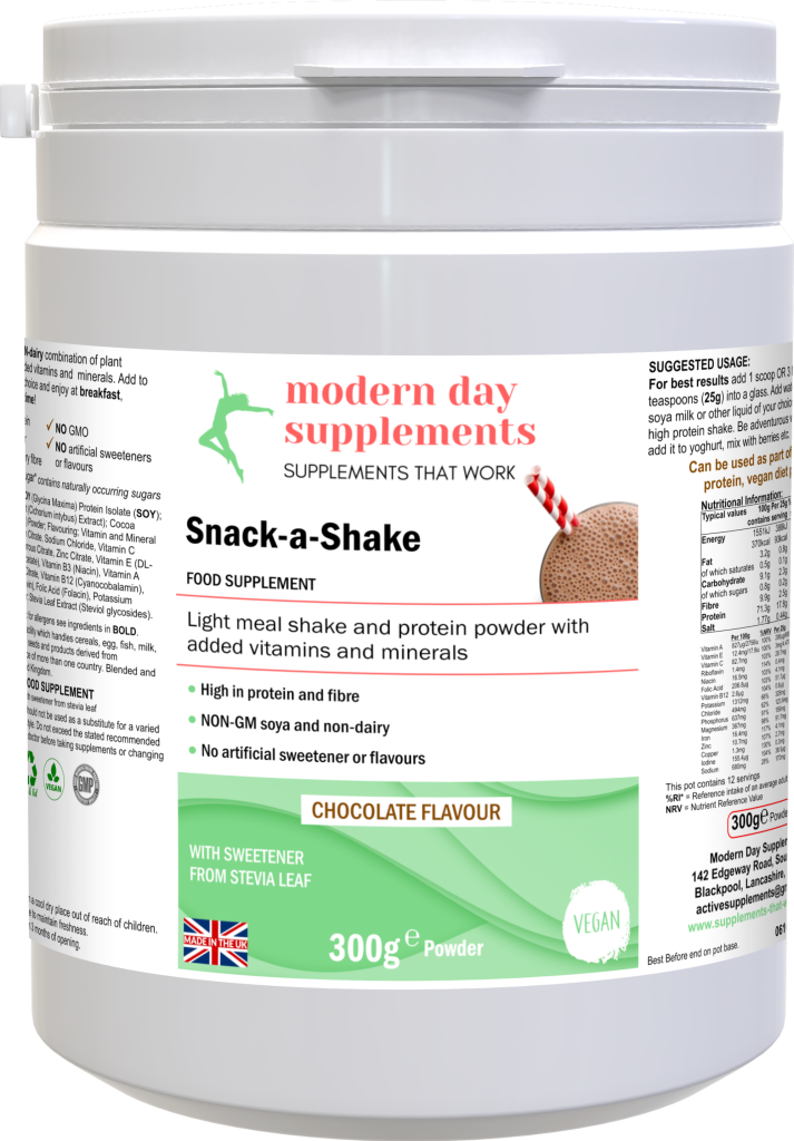 A non-dairy chocolate flavoured shake Modern Day Supplements